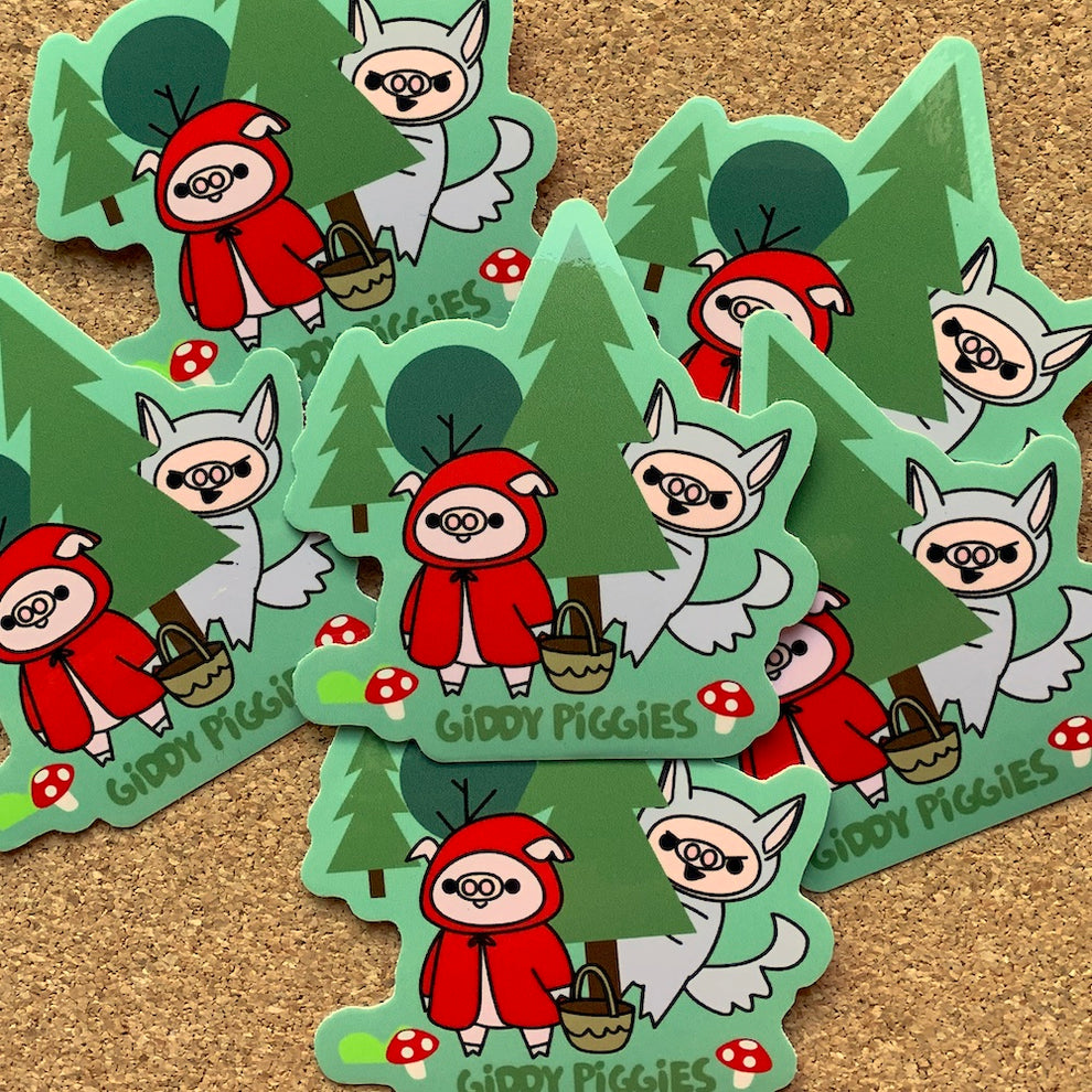 Giddy Piggies Little Red Riding Hood and Wolf Sticker